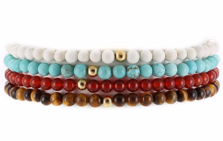 Stylish Men's Set of 4 Natural Stone Bracelets for Great Energy Boost ...