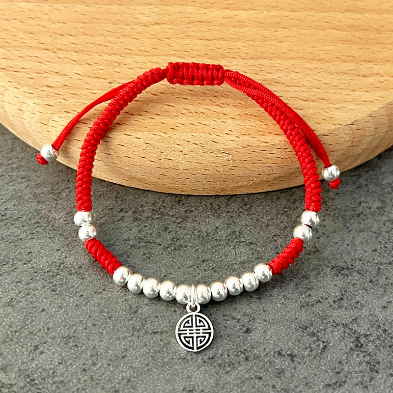 Red Rope & Silver Lucky Lu Symbol Bracelet – zenheavens