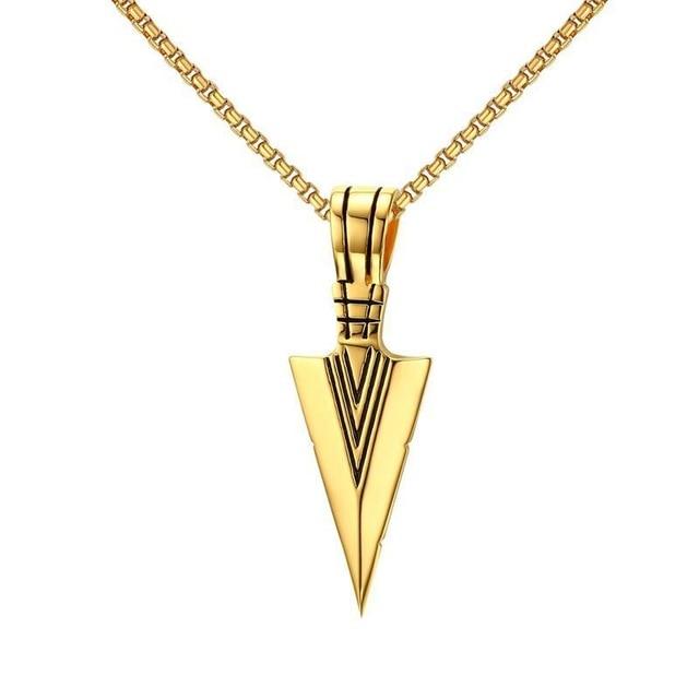 Titanium Steel Vintage tribal Spearhead FEARLESSNESS Pendant Necklace ...